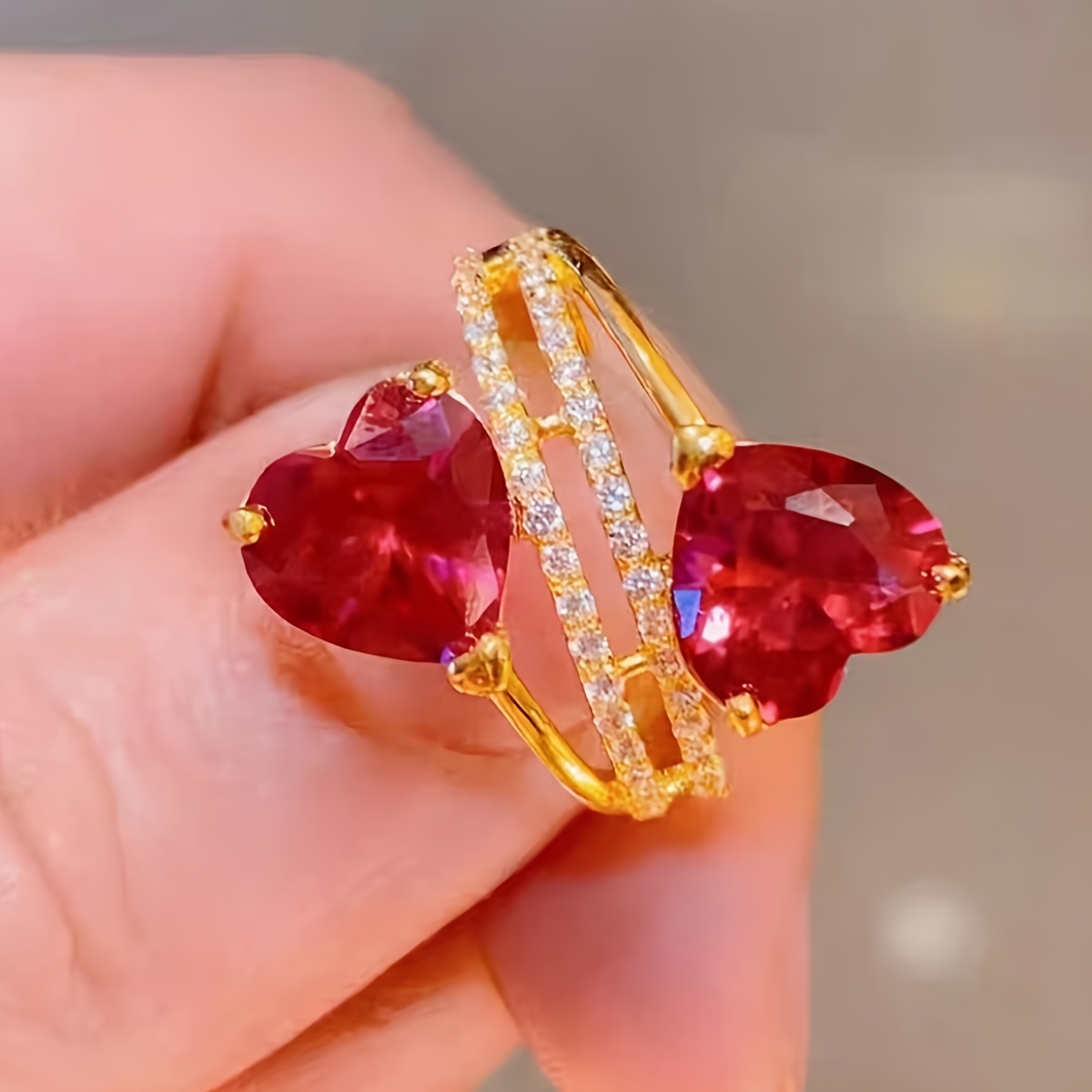 Chic Wrap Ring Inlaid Shining Zirconia In Heart Shape Symbol - Temu ...