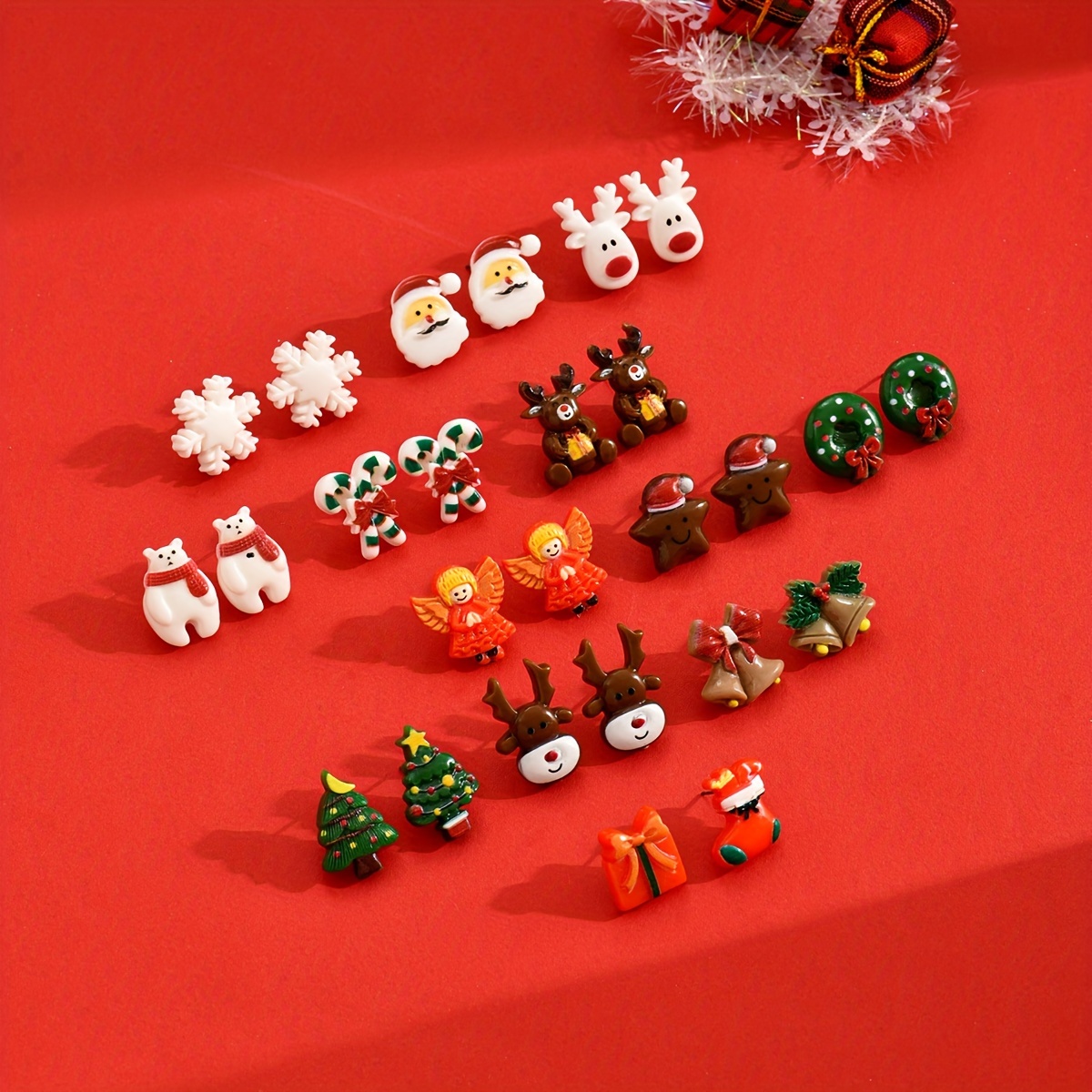 Tiny Christmas Bell Tree Snowflake Wreath Design Stud - Temu United Kingdom