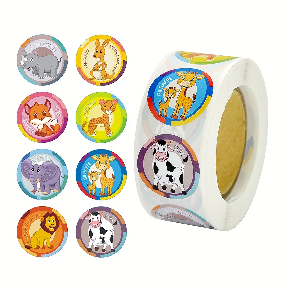 Cute Round Animal Happy Face Fruit Stickers Decorative Label - Temu ...