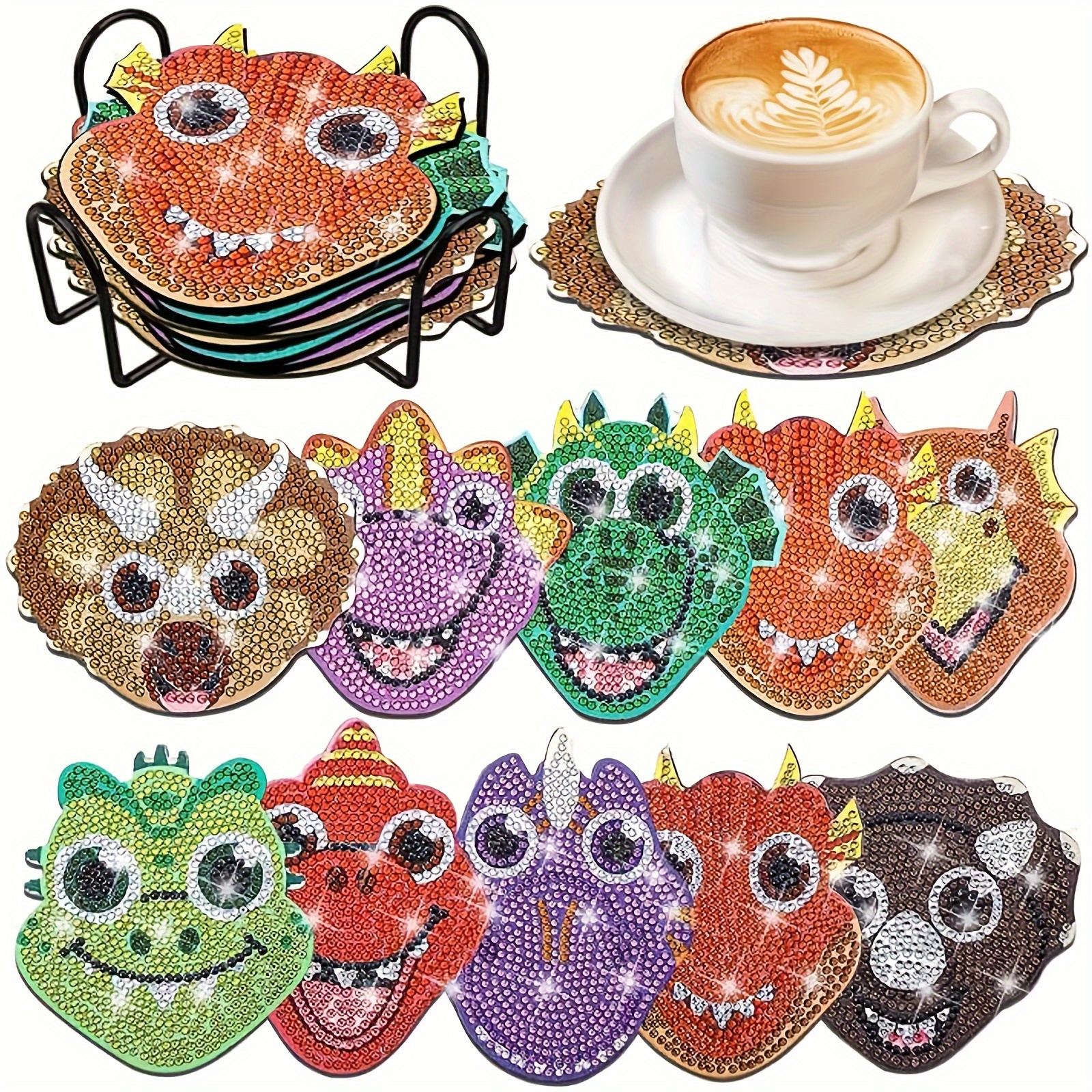 New 5d Diamond Painting Coasters Kit Dinosaur Pattern - Temu Australia