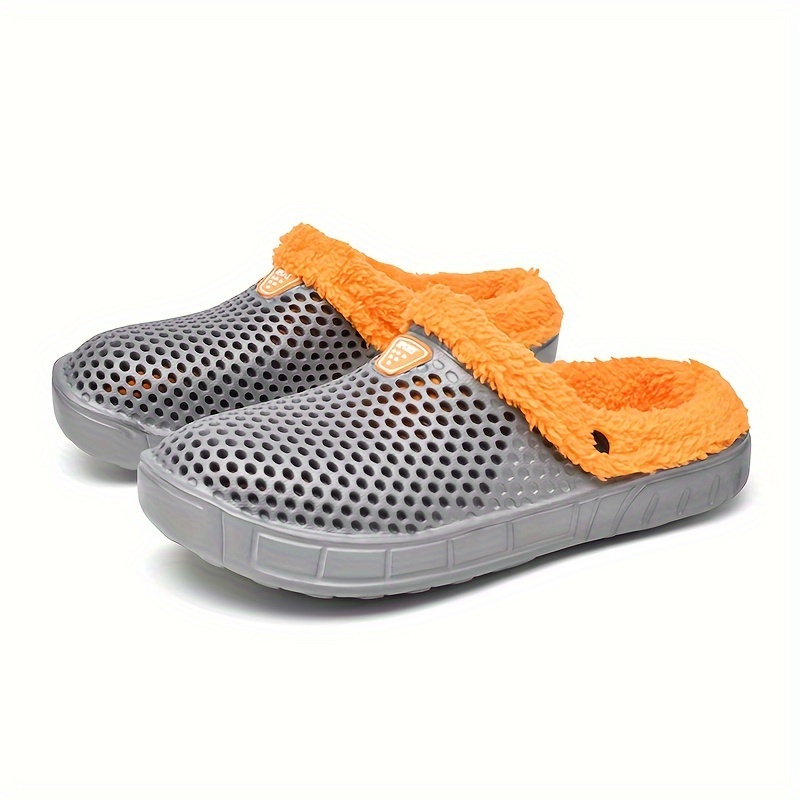 Mens Fashion Clogs Slip On Closed Toe Sandals Soft Sole Walking Shoes With Fuzzy Lining Outdoor ...