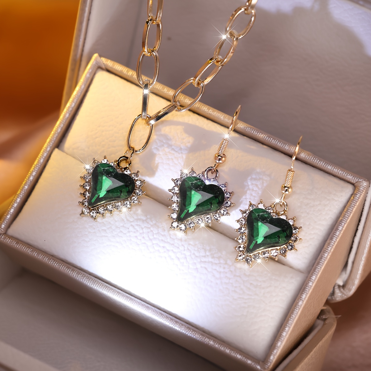 Earrings + 1 Necklace Chic Jewelry Set Inlaid Rhinestone In - Temu ...
