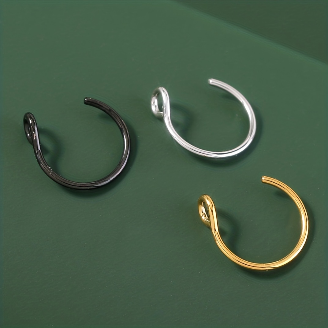 Clip On Nose Ring Set Minimalist Hoop Piercing Nose Ring Set For Women ...