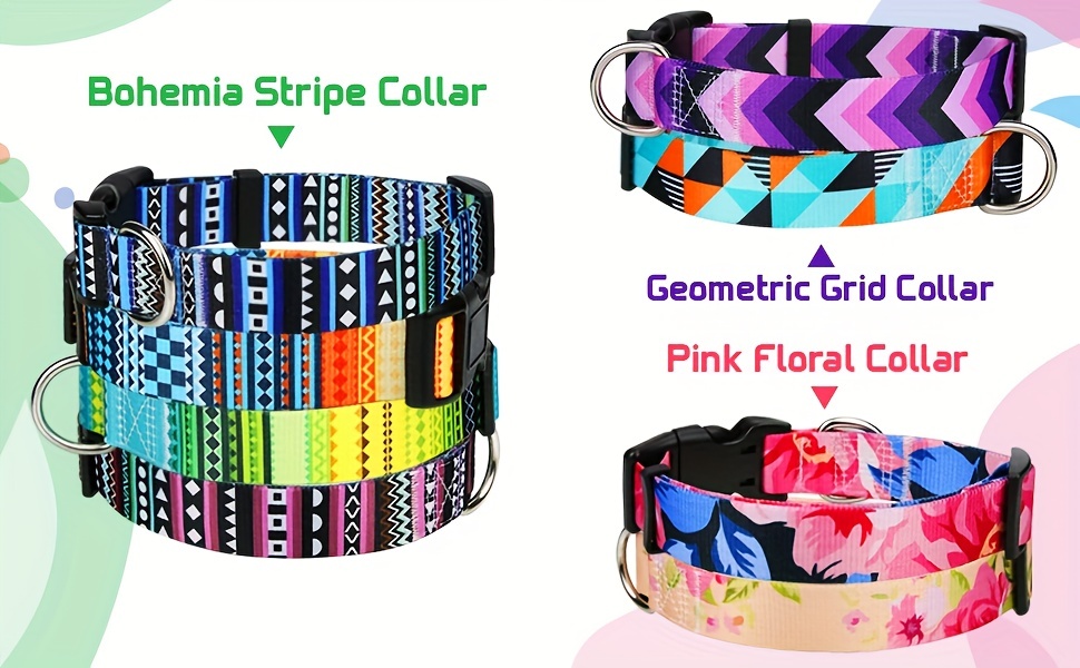 Joytale Dog Collar Bohemia Floral Tribal Geometric Patterns - Temu Canada