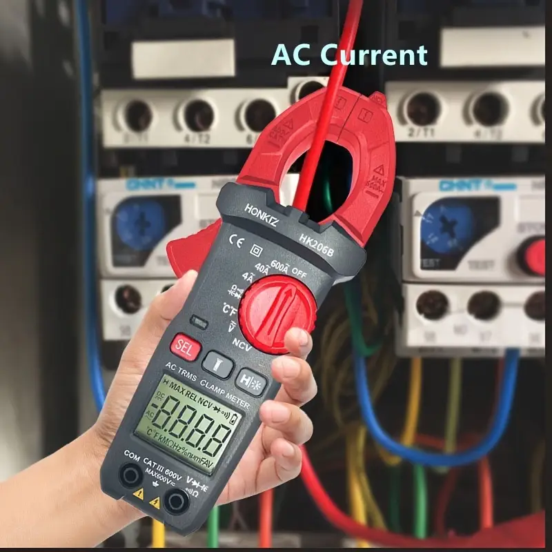 1pc Hk206b 디지털 클램프 미터 600v True Rms 멀티미터 전압 테스터 자동 범위 Ac Temu