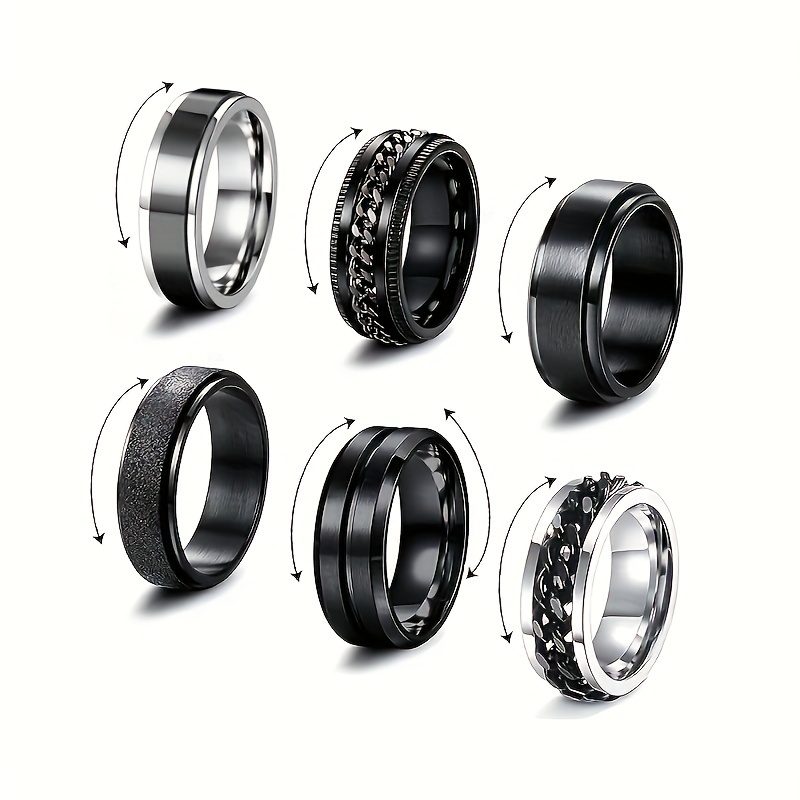 Fashion 316 Stainless Steel Men's Rings Inlaid Rotatable - Temu United ...