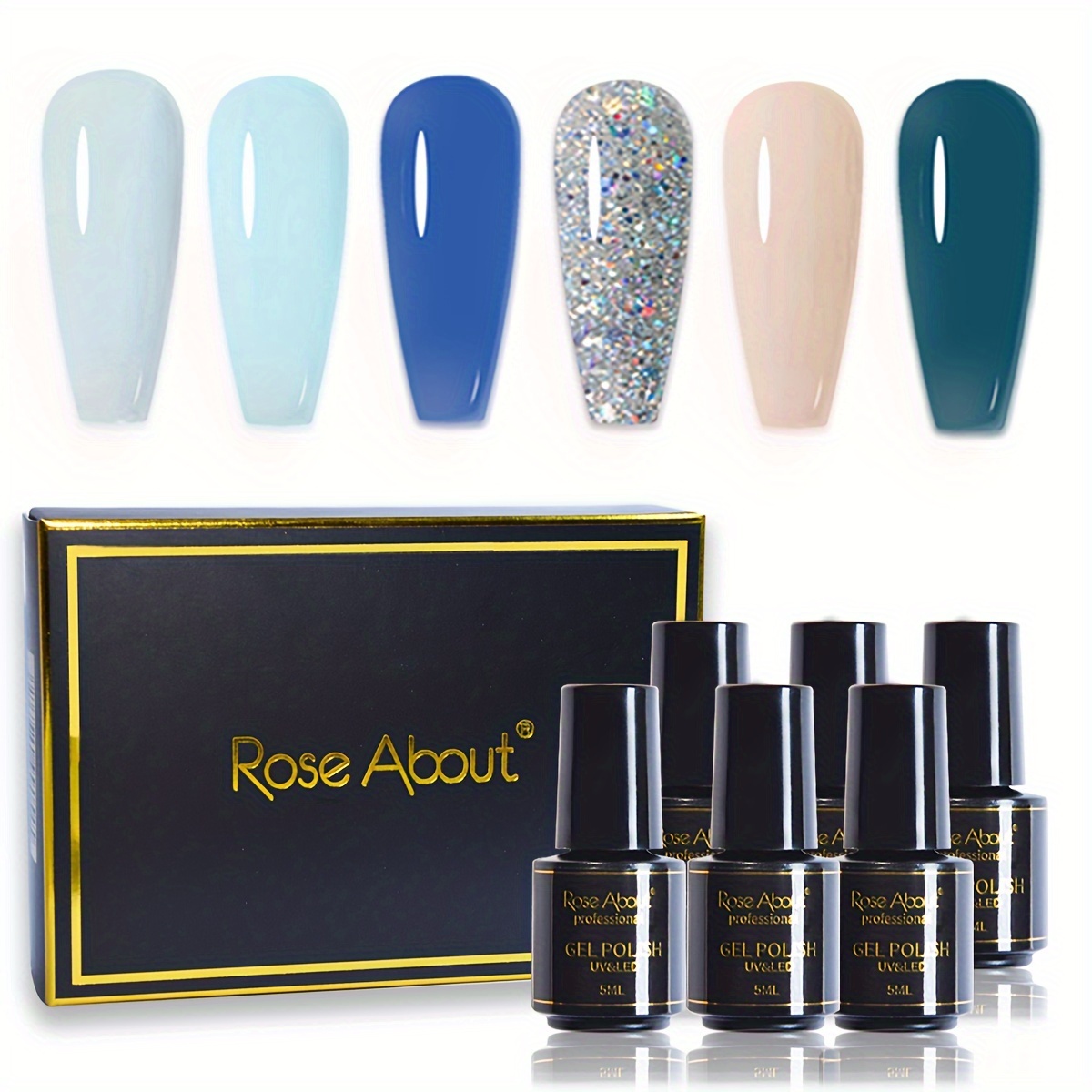 6 teiliges Gel nagellack set Herbst winter Rot Grün Glitzer - Temu Germany