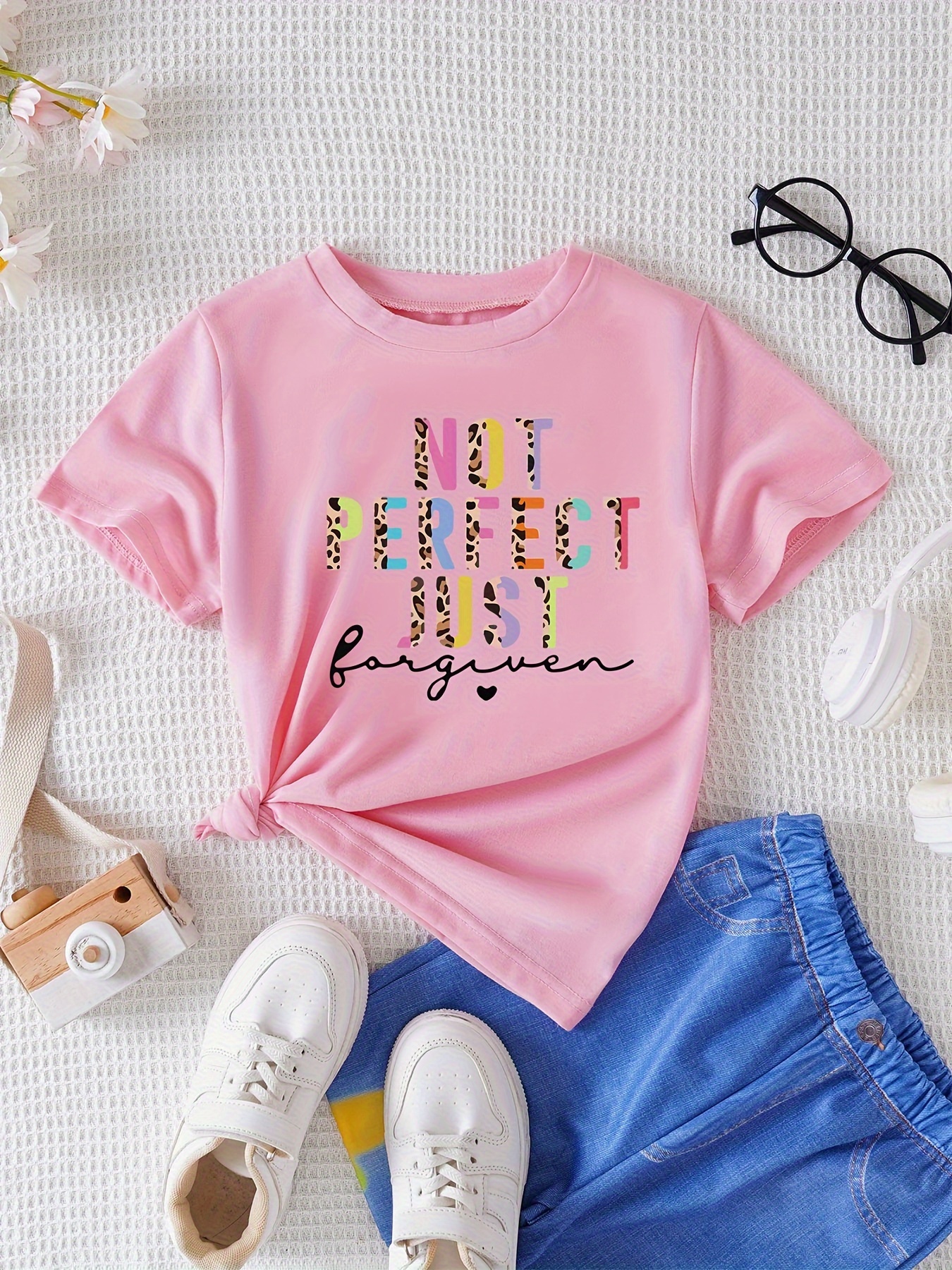 Perfect Forgiven Print T shirt Versatile Short Sleeve Tees - Temu Australia