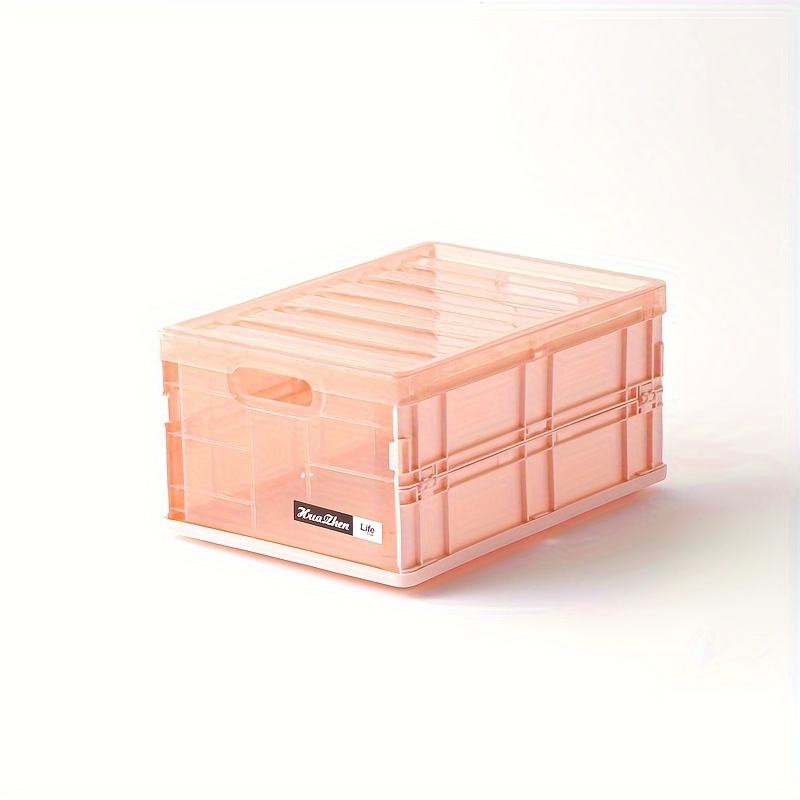 Storage Box Plastic Foldable Lids Handle Stackable Storage - Temu Canada