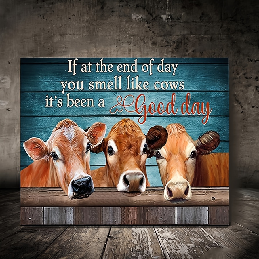 Wooden Framed 's A Good Day Three Cows Canvas Decor Wall Art - Temu ...