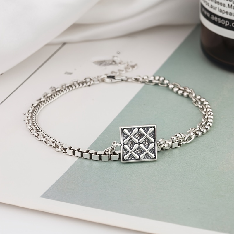 Fashion 925 Sterling Silver Double layer Chain Bracelet - Temu Ireland