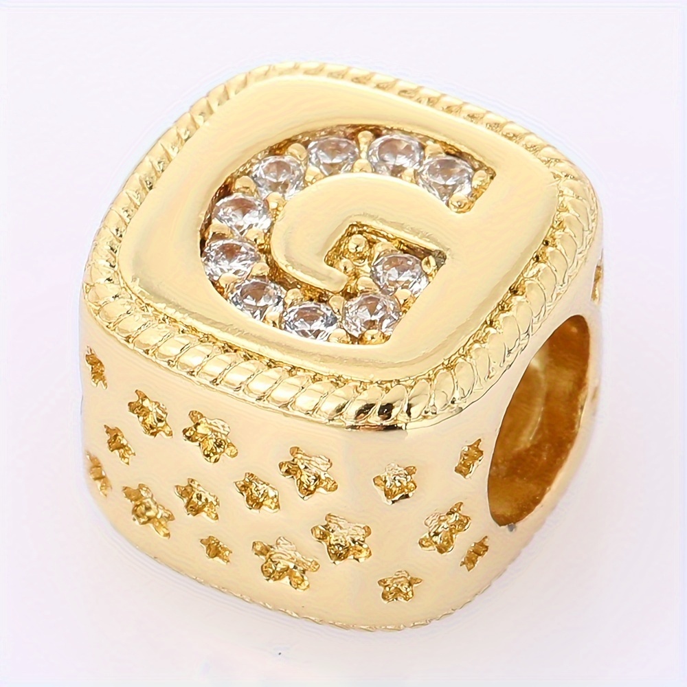 26 Letters Golden Color Cube Micro Pave Charms A z Big Hole - Temu ...