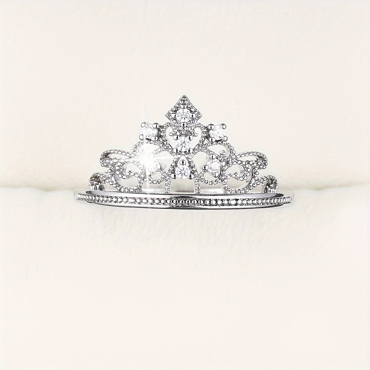 Elegant Crown Ring Inlaid White Zircon Niche Design - Temu United Kingdom