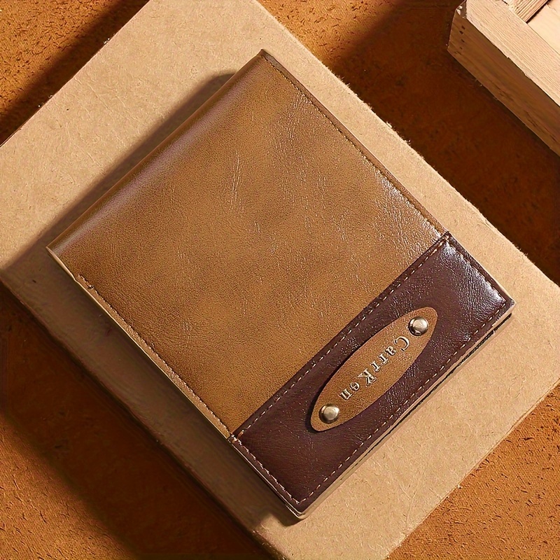 New Men's Wallet, Short Retro Contrasting Color Wallet, Two-fold Credit ...