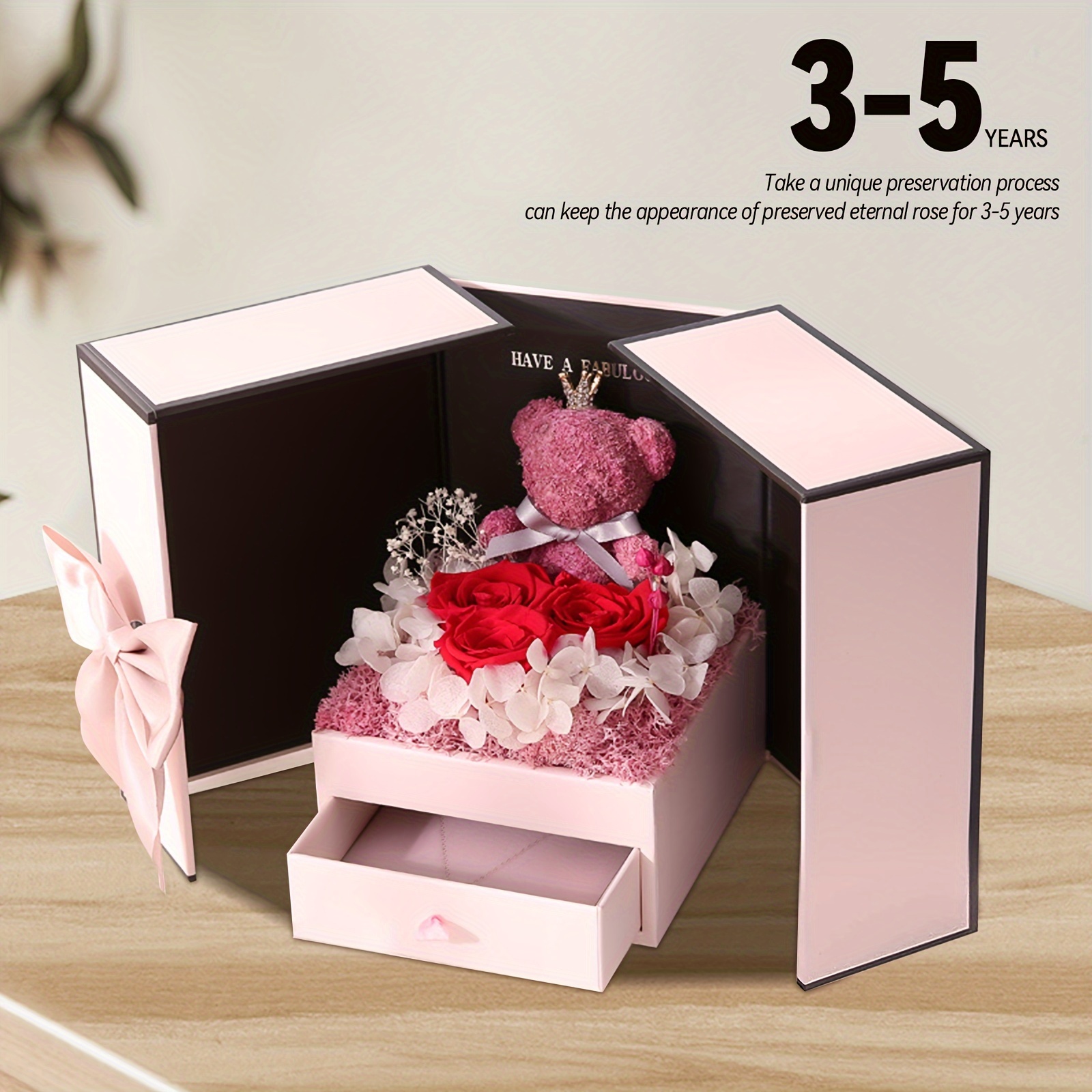 1set Bear Style Red Rose Artipisyal Na Bulaklak Na May Pulang Kwintas ...