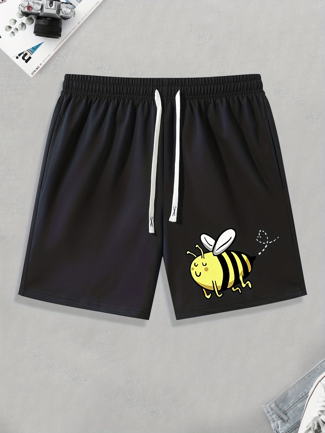 Bee Print Mens Comfy Casual Drawstring Shorts Summer - Temu New Zealand