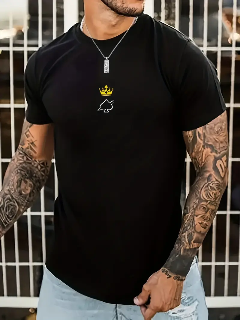 Plus Size Herren Herz Krone Lässiges Kurzarm T Shirt Temu Switzerland