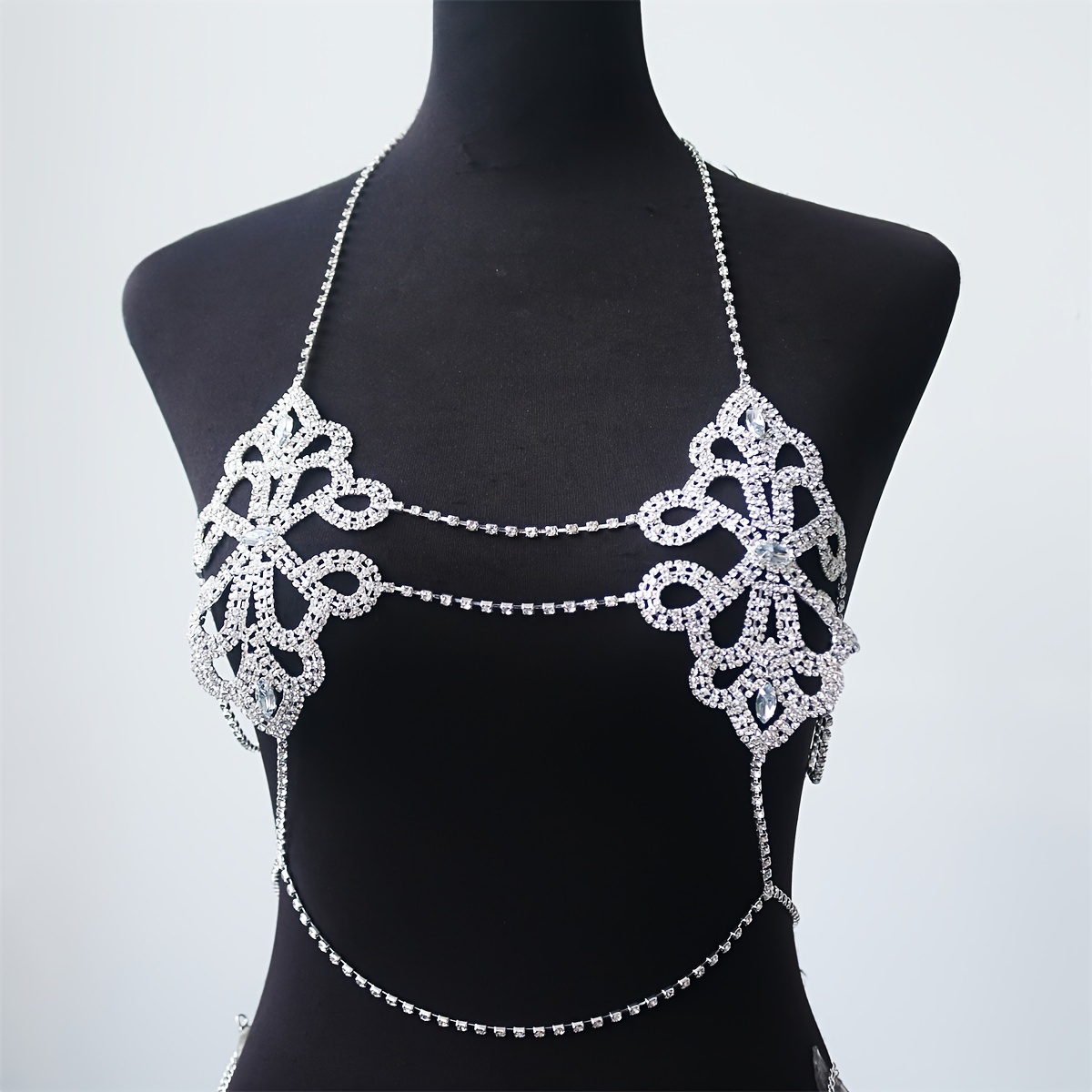 Haut Court À Strass Évidé Chaîne Poitrine / Chaîne String - Temu France