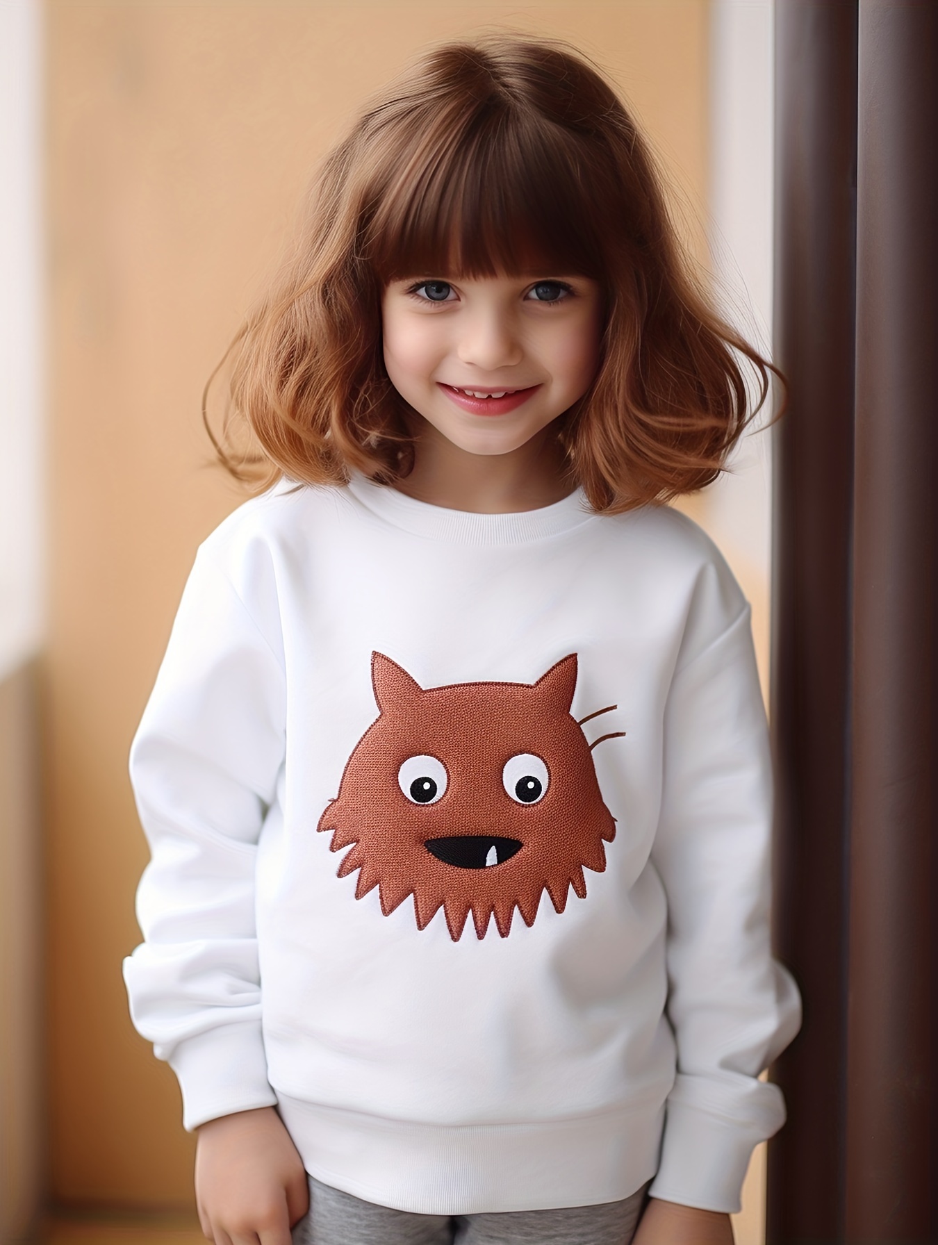 Brick Red Monster Cartoon Print Kids Girls - Temu Australia