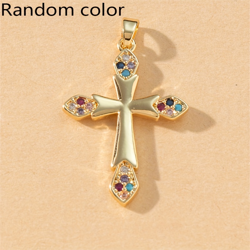 Elegant Colorful Zircon Cross Pendant Women's - Temu Australia