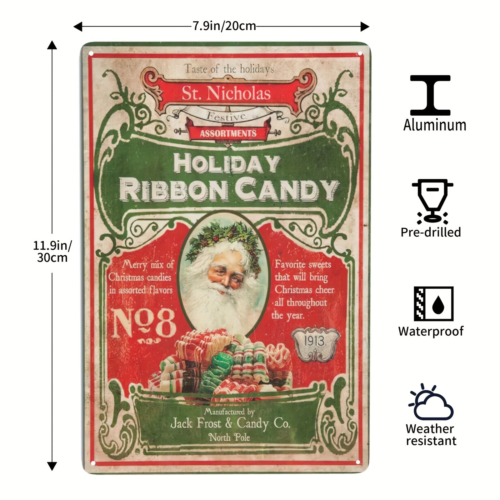 Retro Metal Tin Sign Christmas Ribbon Candy Metal Sign Iron - Temu ...