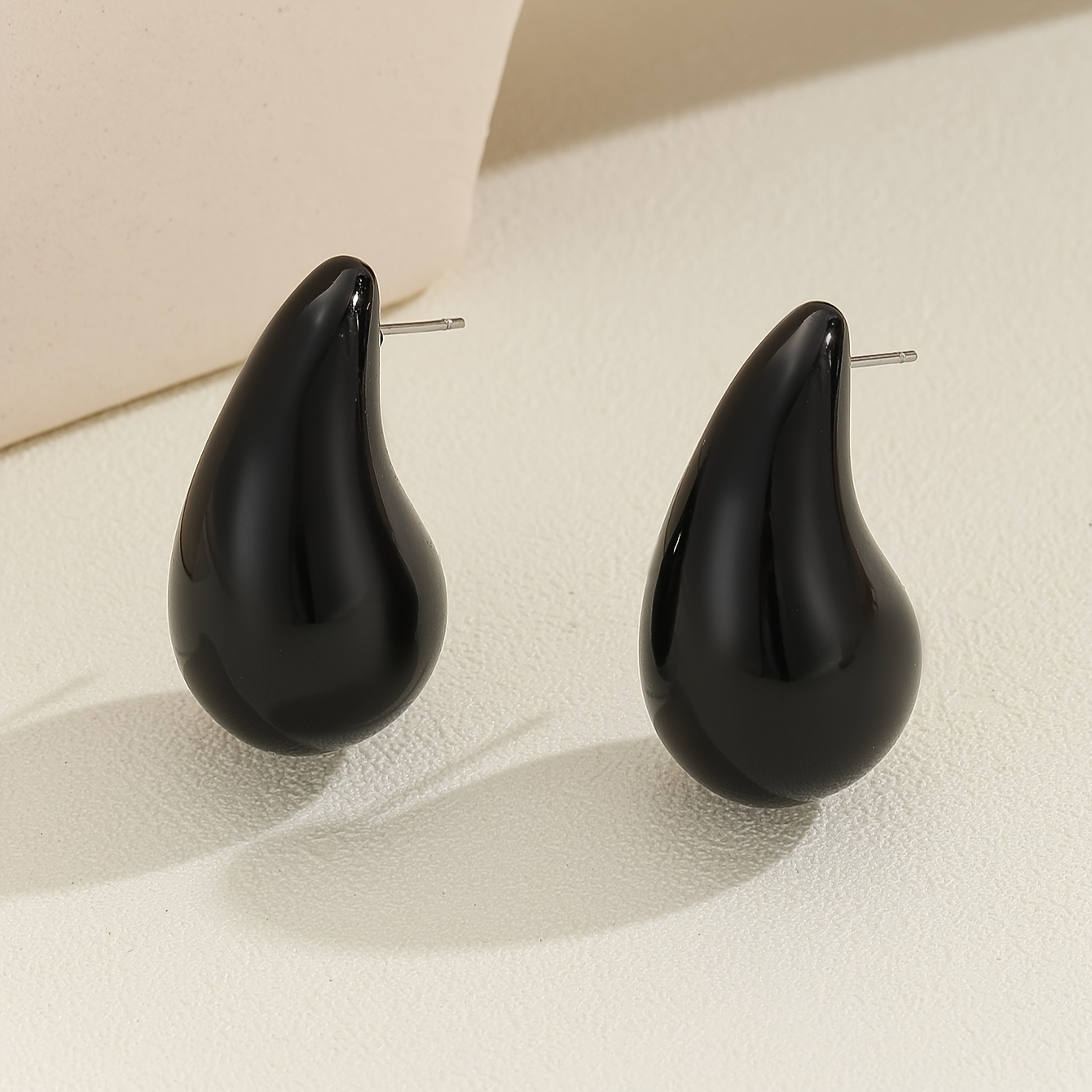 Simple Glossy Water Drop Design Stud Earrings Plastic - Temu United Kingdom