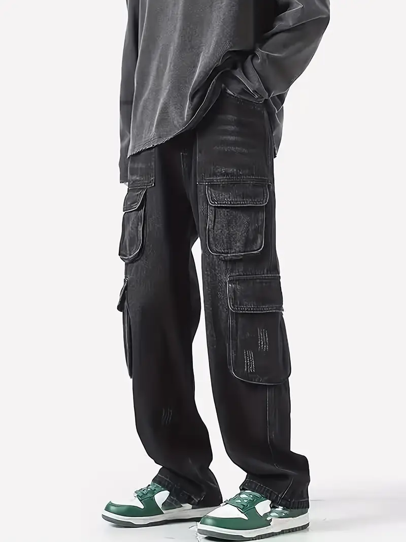 Loose Fit Cotton Cargo Jeans Mens Casual Street Style Multi Temu