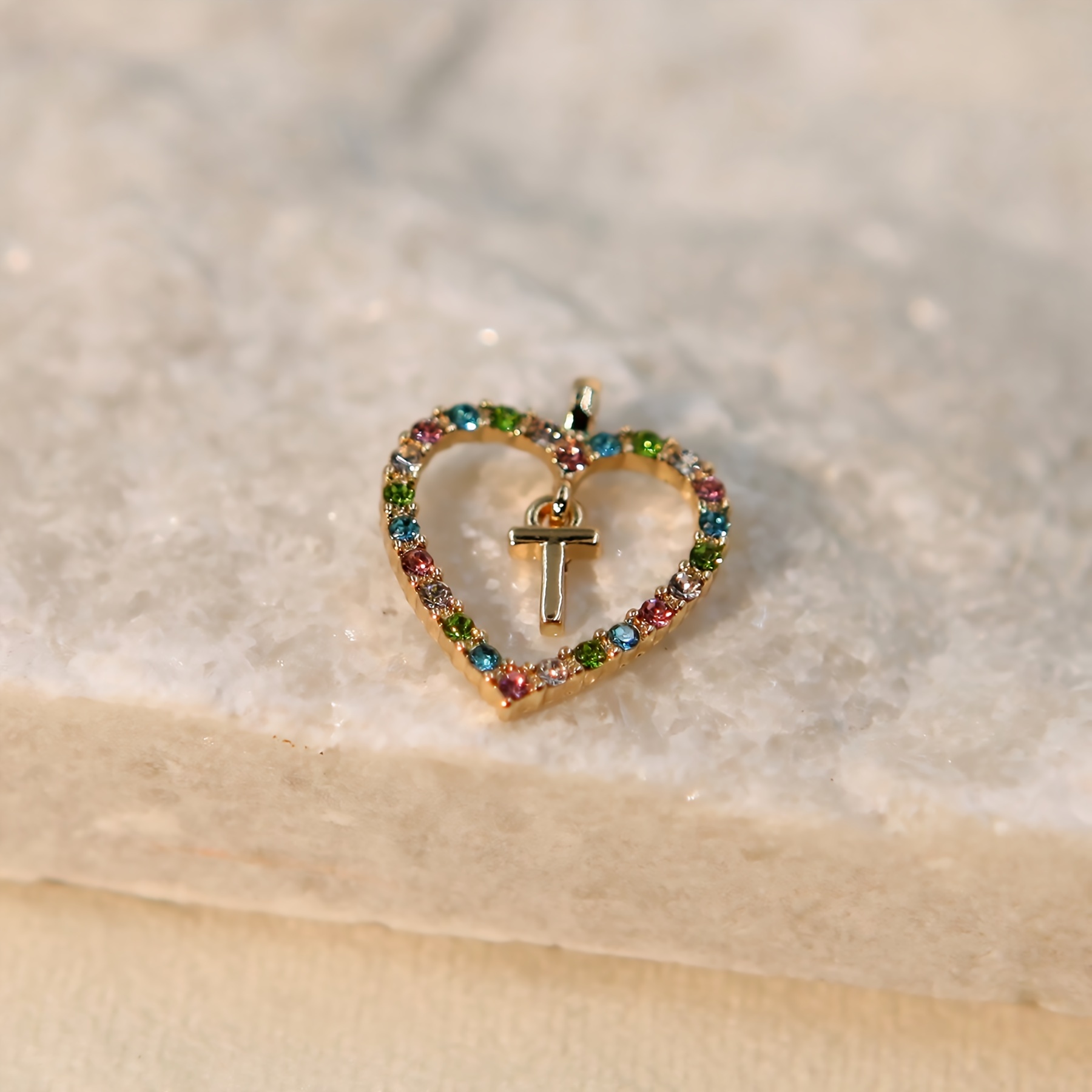 Hollow Love Heart Letter Pendant Necklace Inlaid Shiny - Temu United ...