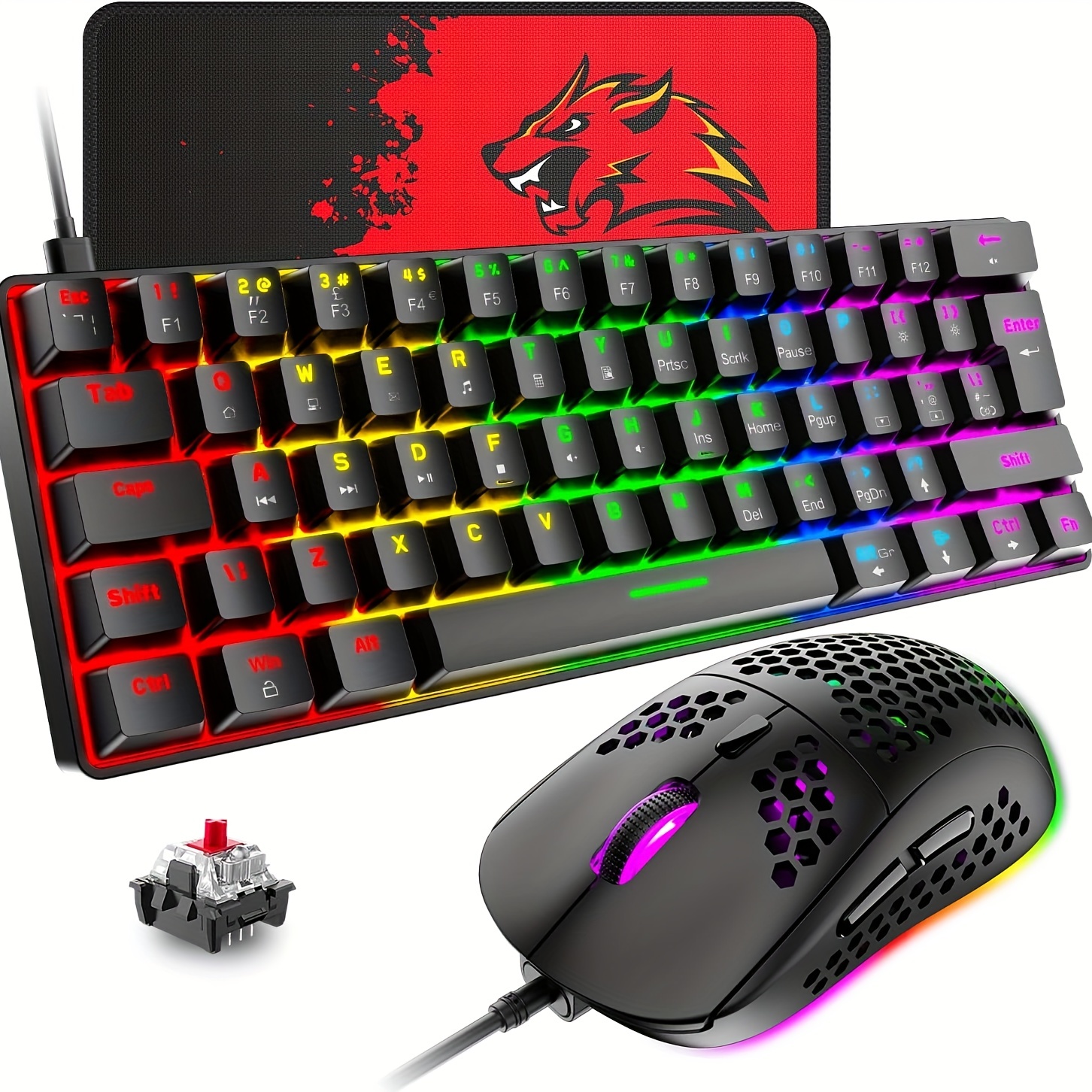 Set Met 60% Mechanisch Toetsenbord En Muis Compact 62 - Temu Netherlands