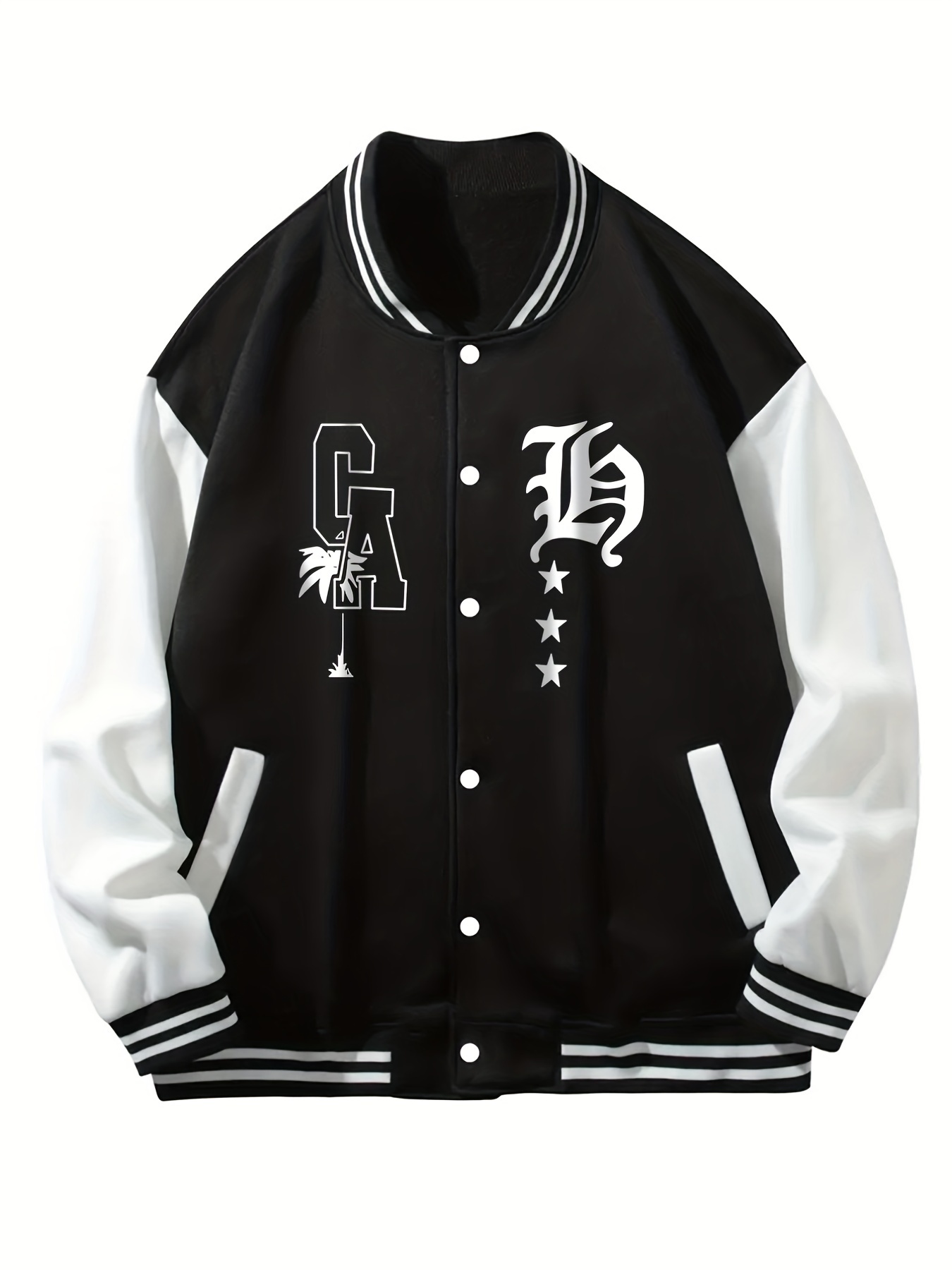 Plus Size Mens College Varsity Jacket Coconut Tree Graphic - Temu Australia