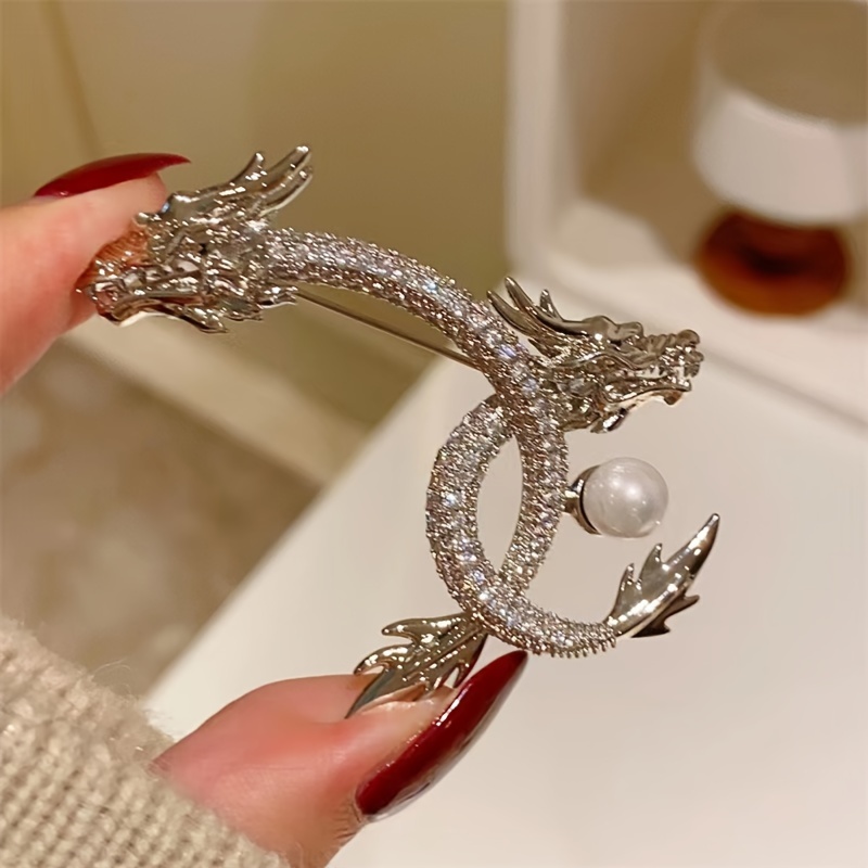 Double Luck Dragon Copper Brooch Pin Inlaid Shiny Zircon - Temu United ...