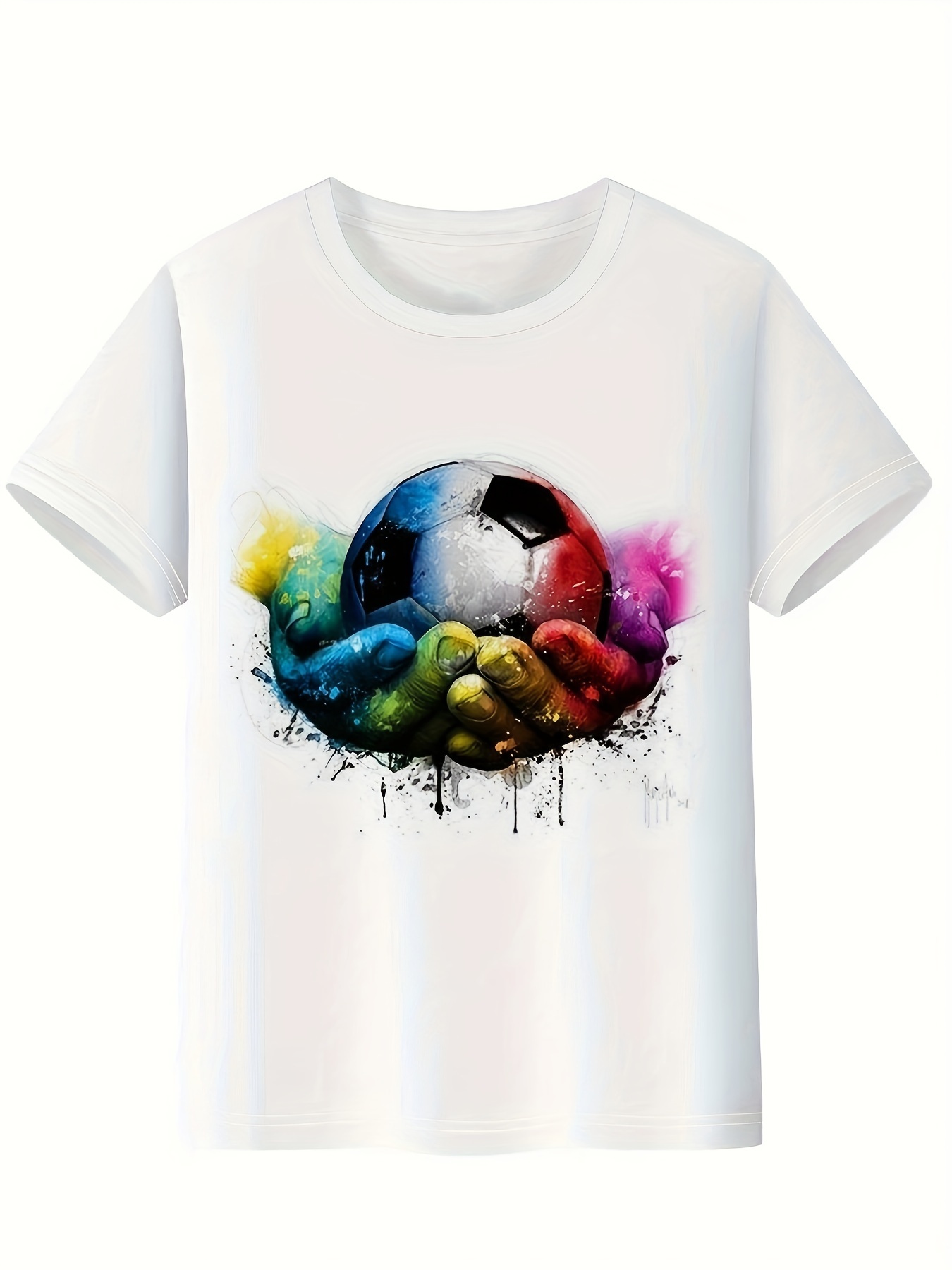 Soccer In Hand Print Boy's Short Sleeve T shirt Breathable - Temu Ireland