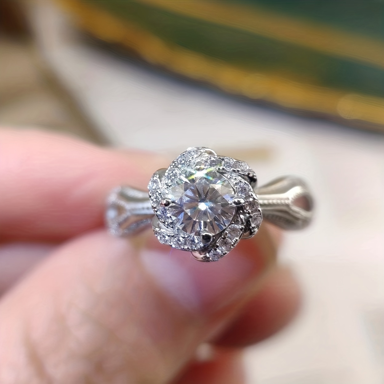 1 Carat Moissanite 925 Sterling Silver Engagement Ring - Temu Ireland