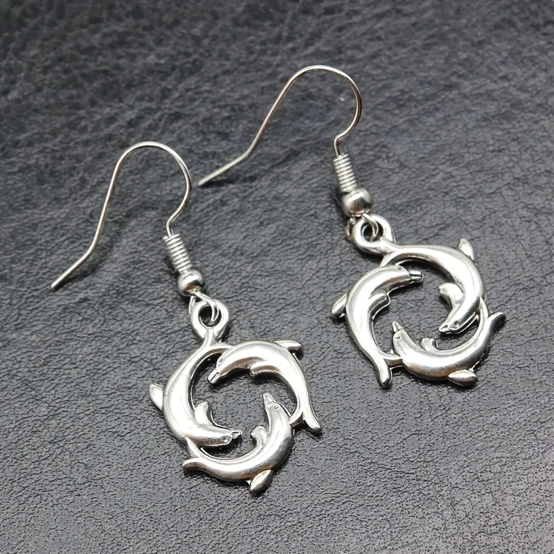 Retro Asymmetrical Hollow Small Fish Earrings Jewelry Men - Temu United ...