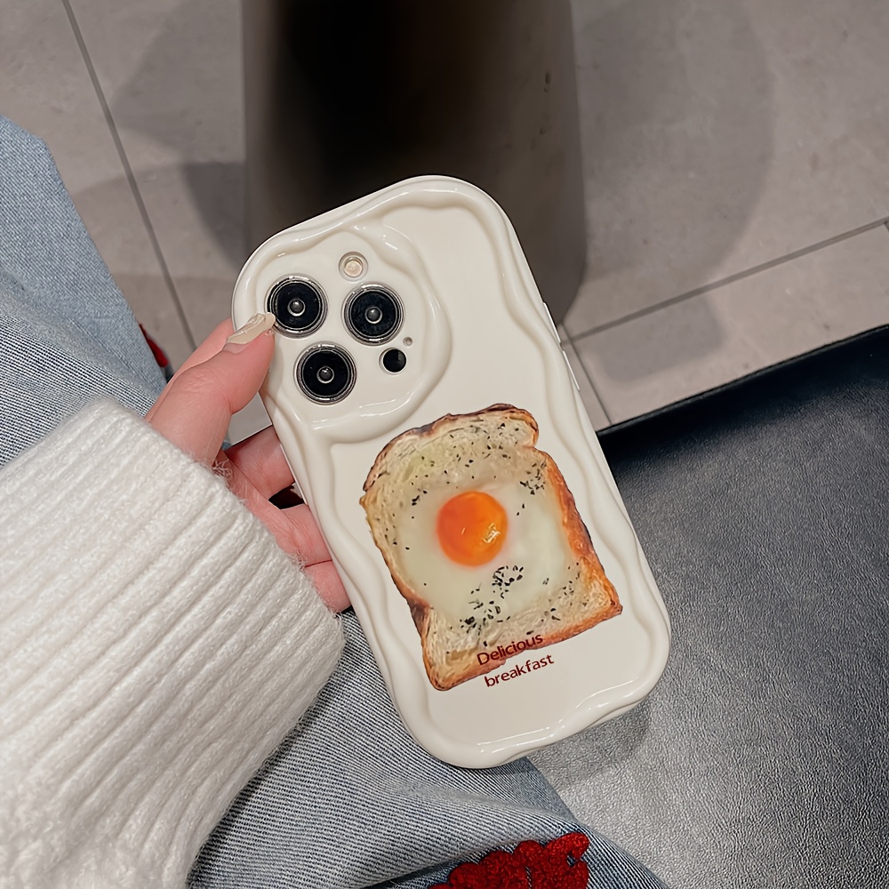 Cell Phone Case White Cream Edge Bread Egg Print Cream Edge - Temu ...