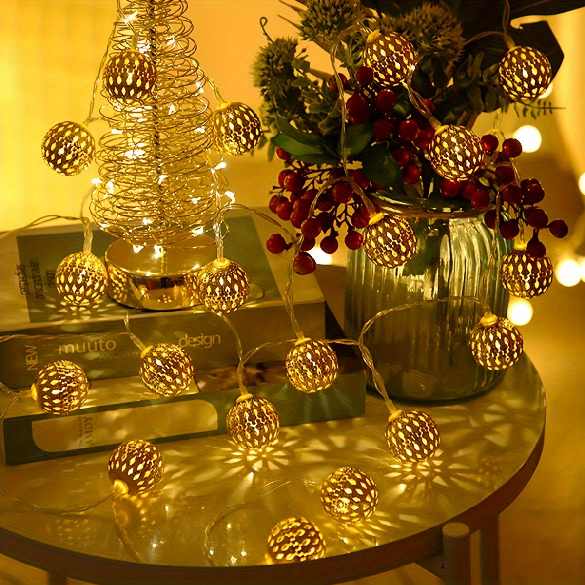 Led Battery Box Moroccan Ball String Lights Iron Art Hollow - Temu ...