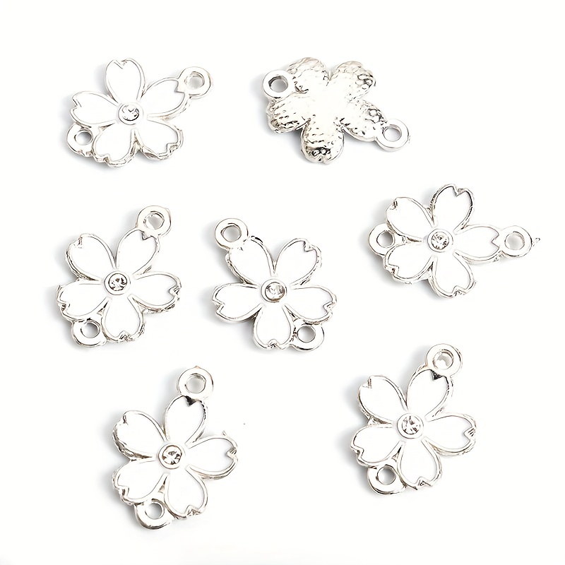Rhinestones Inlaid Colourful Sakura Shape Enamel Connectors - Temu ...