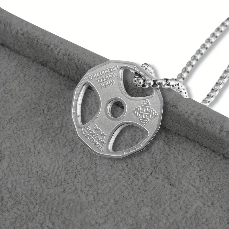 Stainless Steel Necklace With Pendant Of Dumbbell Weight Plate For Men ...