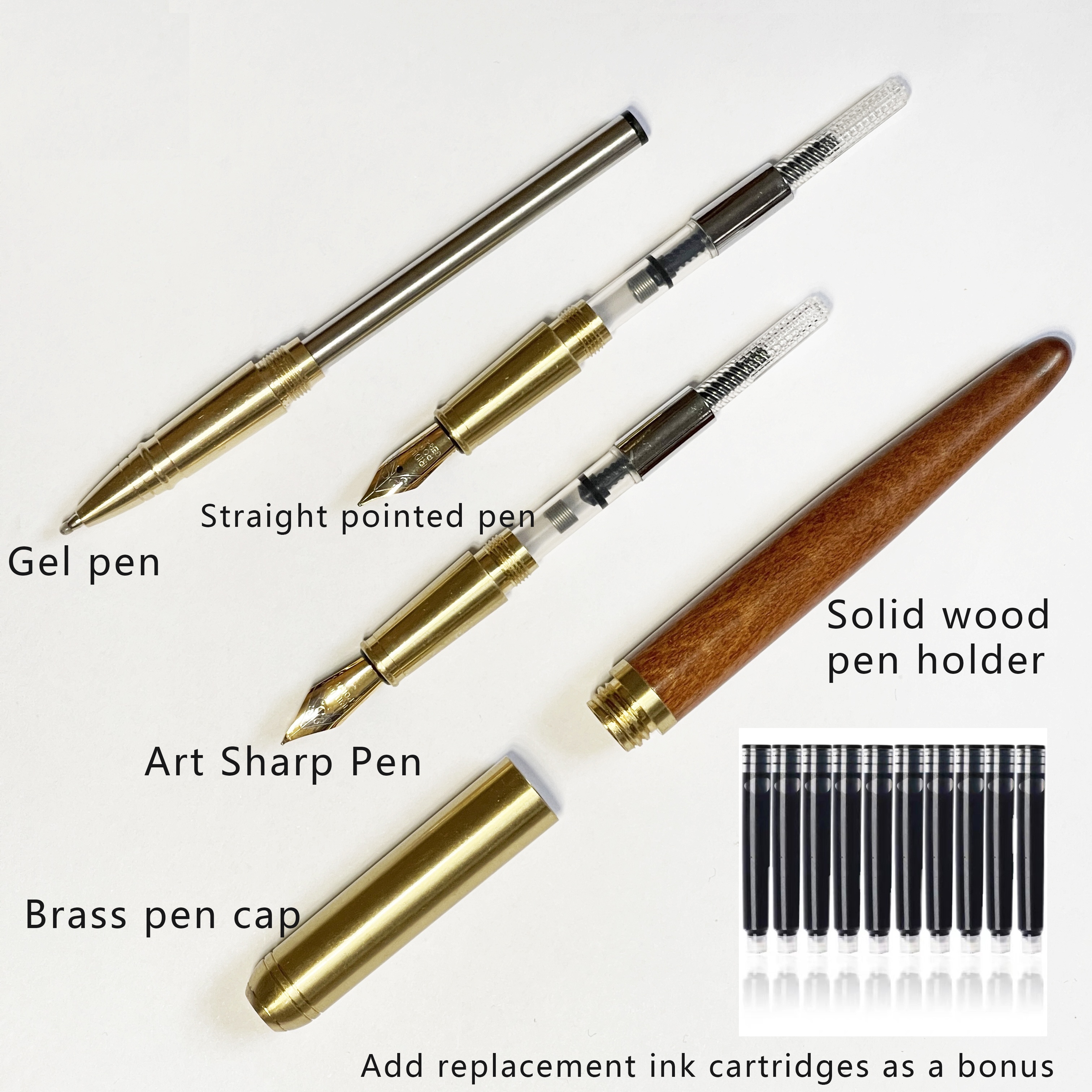 Three Types Of Pens Brass Solid Wood Pens Including 3 Types Of Pens Pen ...