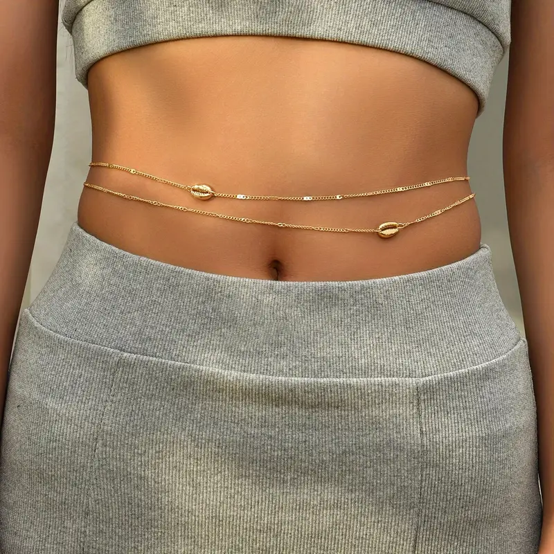 Shell Decor Single Layer Copper Waist Chain Vacation Style Temu Australia