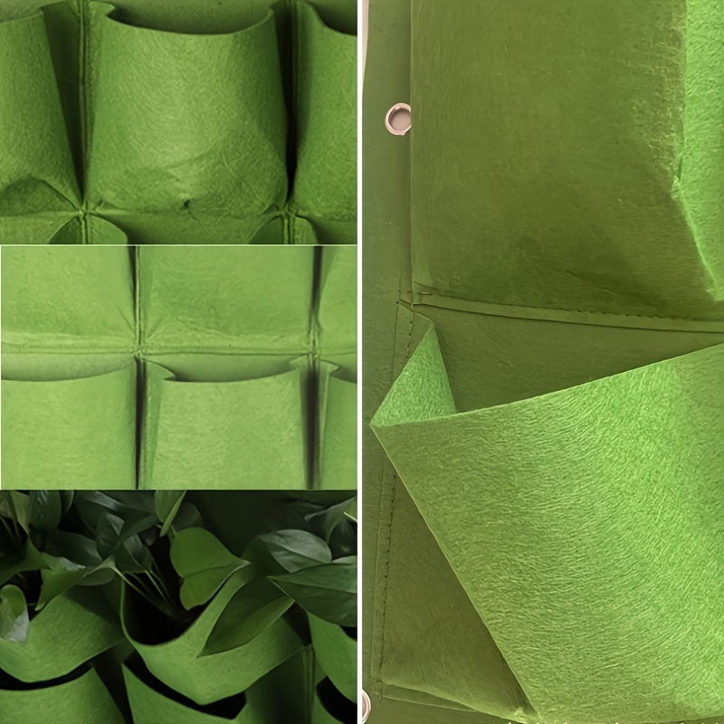 1pc 壁掛けフェルト植栽バッグ、フェルト植物バッグ、9 口と 18 口、緑化フェルト美容植物バッグ、厚い素材 Patio Lawn
