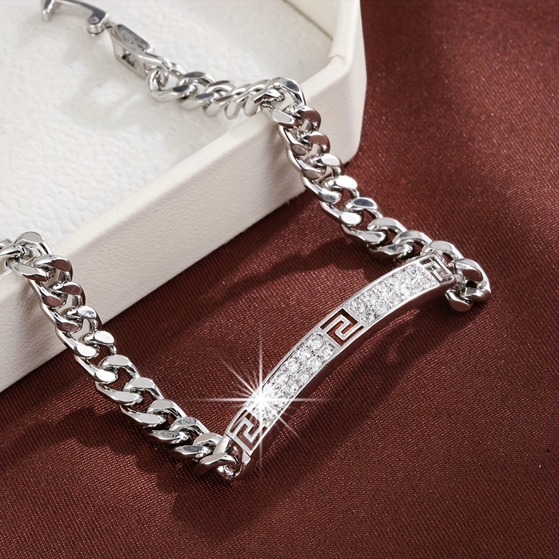 Elegant Hip Hop Style Cuban Chain Bracelet Inlaid Shiny - Temu United ...