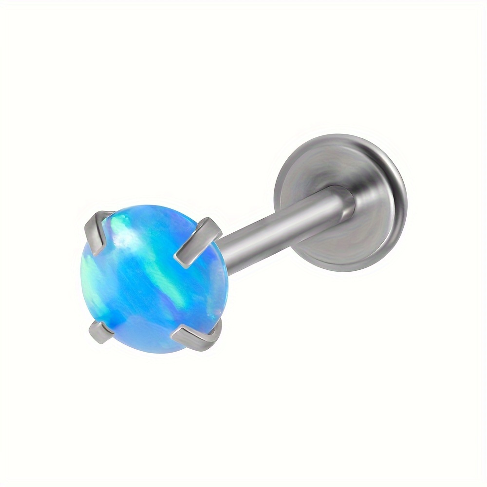 Stainless Steel Prong Round Opal Labret Lip Rings Cz Ear - Temu United ...