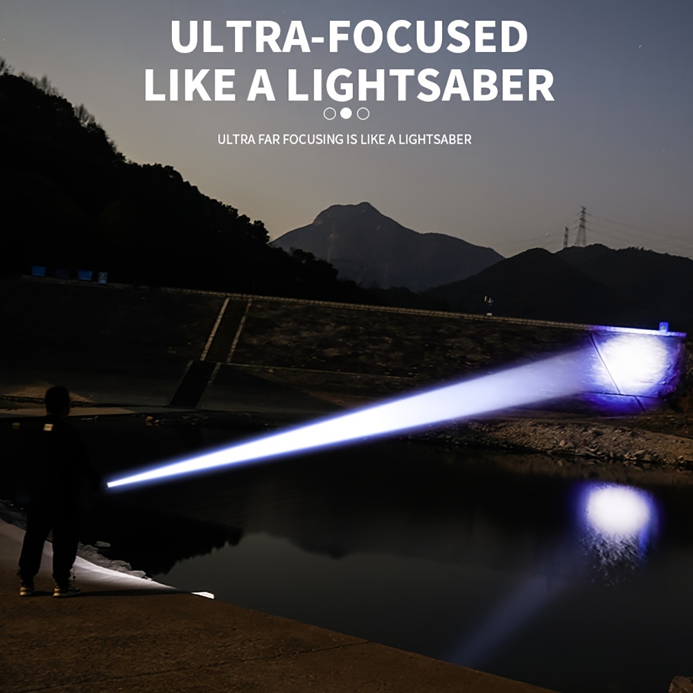 고전력 30w Led 손전등 방수 줌 무단계 디밍 랜턴 Usb 충전식 Usb 출력 지원 내장 1800mah 18650