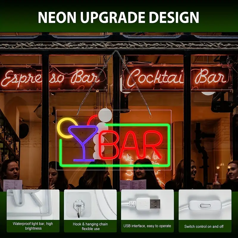 Neon Bar Signs Premium Acrylic Bar Neon Signs Wall Decor Temu