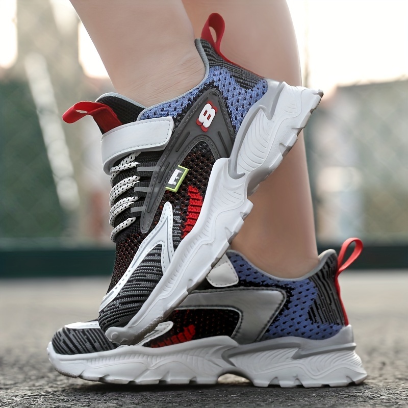 Boys Color Block Chunky Shoes Breathable Lightweight Hook And Loop ...