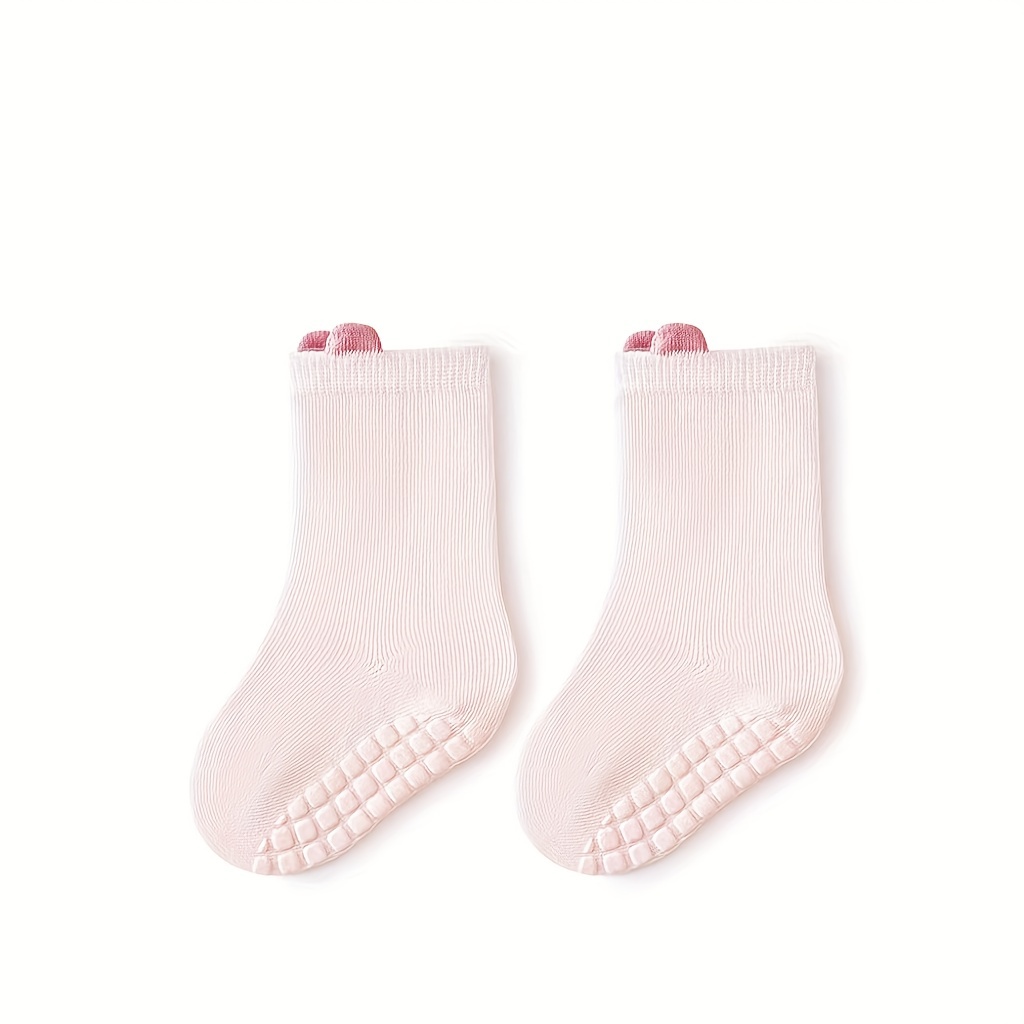 A Pair Of Baby Girl's Thermal Solid Floor Socks Comfy - Temu Australia