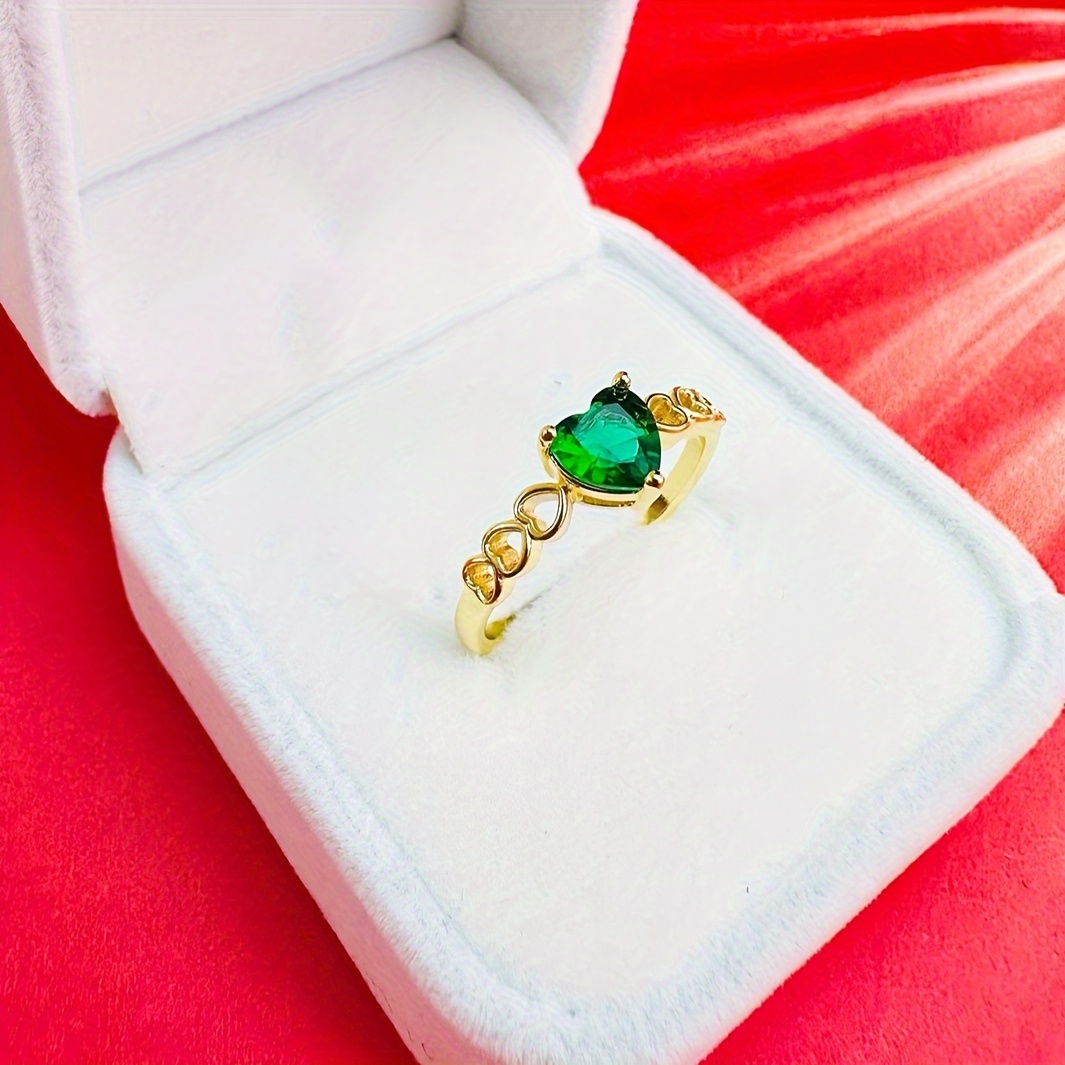 Chic Promise Ring Inlaid Shining Zirconia In Heart Shape - Temu Canada