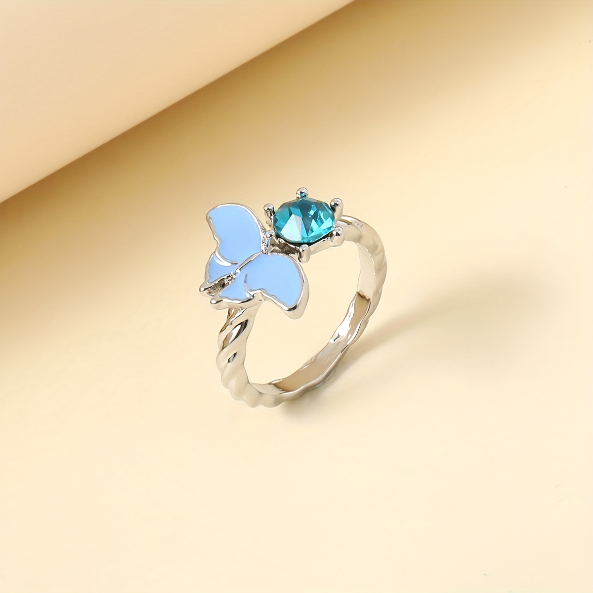 Trendy Elegant Butterfly Inlaid Zircon Ring Men Daily - Temu Norway