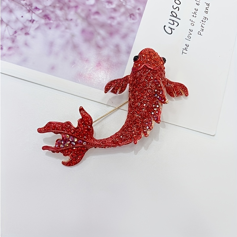 corsage red koi brooch pin coat suit carp - Temu Canada